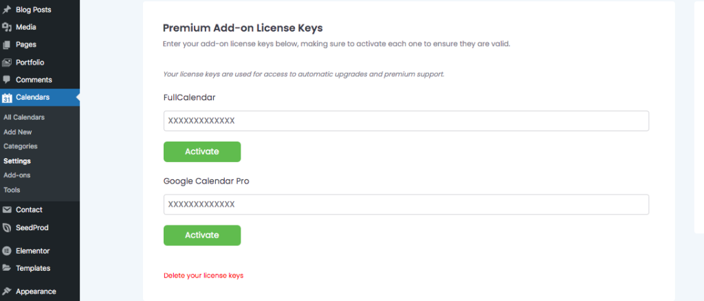 License Key Management - Simple Calendar Documentation